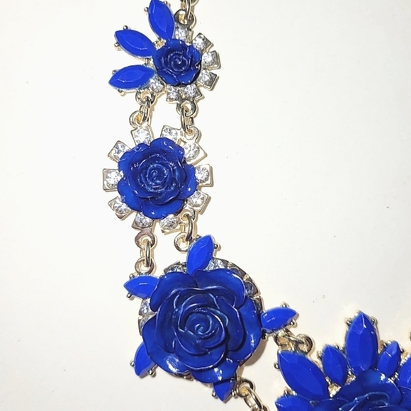 ZAD | Jewelry | Zad Nwt Royal Blue Flower Bib Statement Necklace | Poshmark